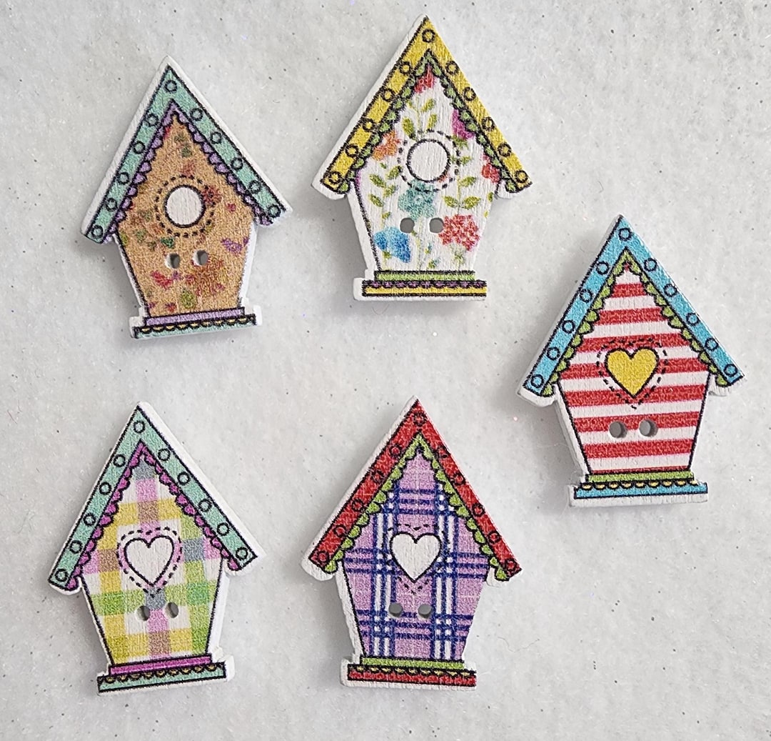 Mini House-shaped Wooden Buttons - Etsy