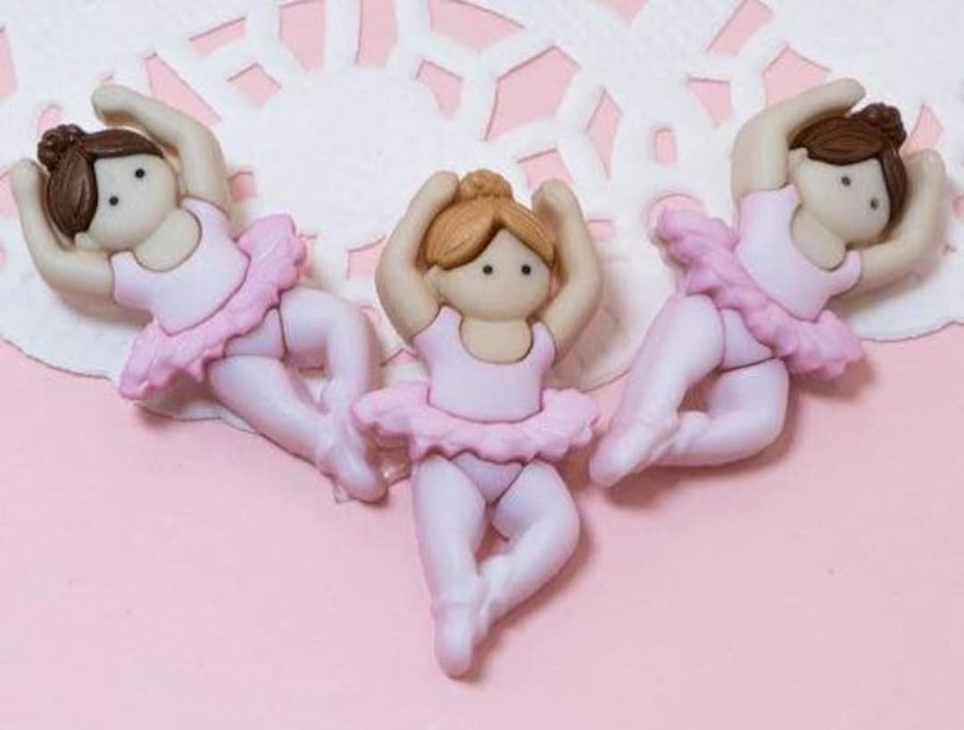 Ballerina Buttons Craft Embellishments, 32mm Shank-back Dancers (3 ...