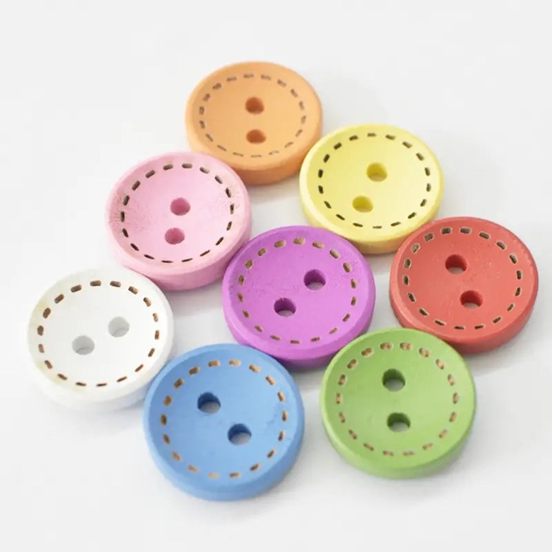 Mixed Color Wood Buttons - Etsy