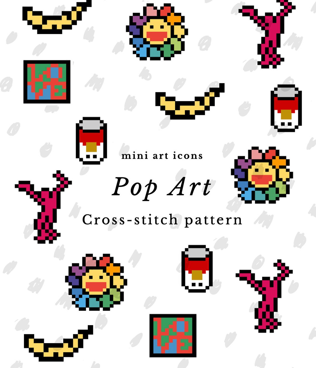 Pop Art Mini Icons Cross-stitch Pattern, Mini Art, PDF Download, Warhol ...