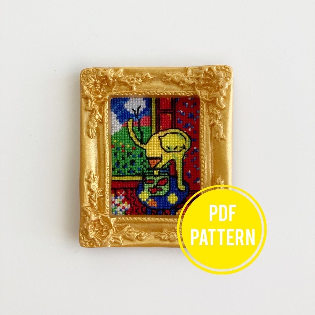 The Cat With Red Fish Cross-stitch Pattern, Mini Art, PDF Download ...