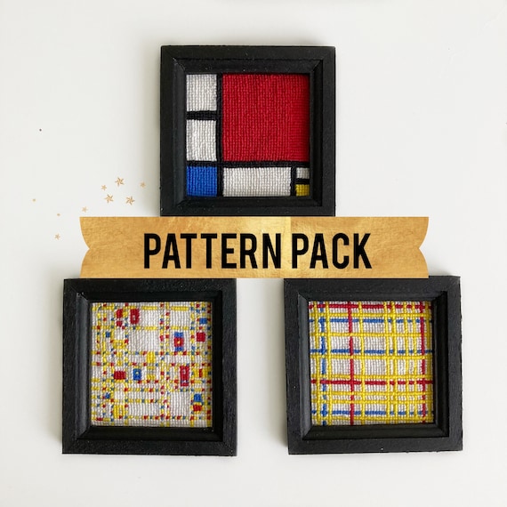 Mondrian Selected Works Cross-stitch Pattern Mini Art PDF - Etsy