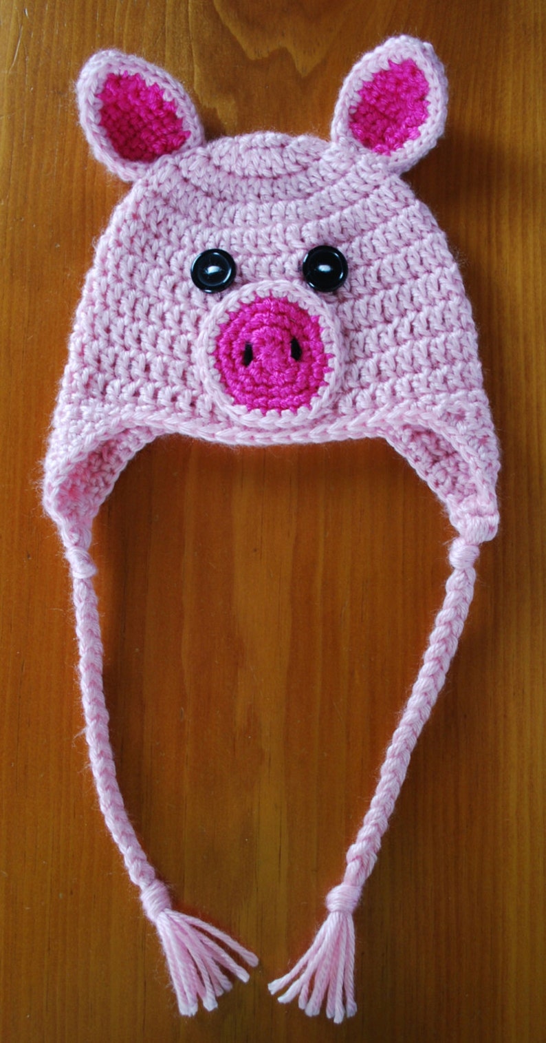 Pig Hat, Piglet Hat, Pig Hat Crochet, Pig Earflap Hat, Crochet Pig ...