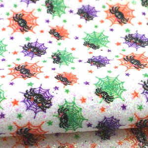 Glitter Shimmer Spider Fall Halloween Printed Sheet - Faux Canvas ...