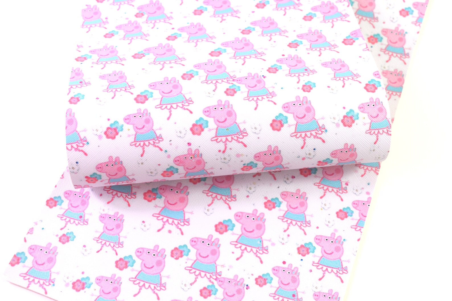 Peppa Pig on White Printed Sheet Faux Canvas Leather Fabric | Etsy