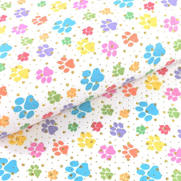 Paw Print Rainbow Fabric - Etsy