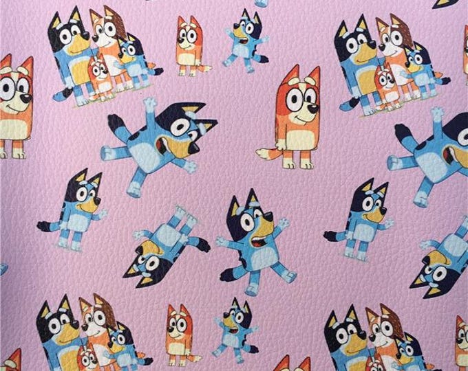 Glittery Shimmer Bluey Printed Fabric Sheet - Faux Leather Fabric Sheet ...