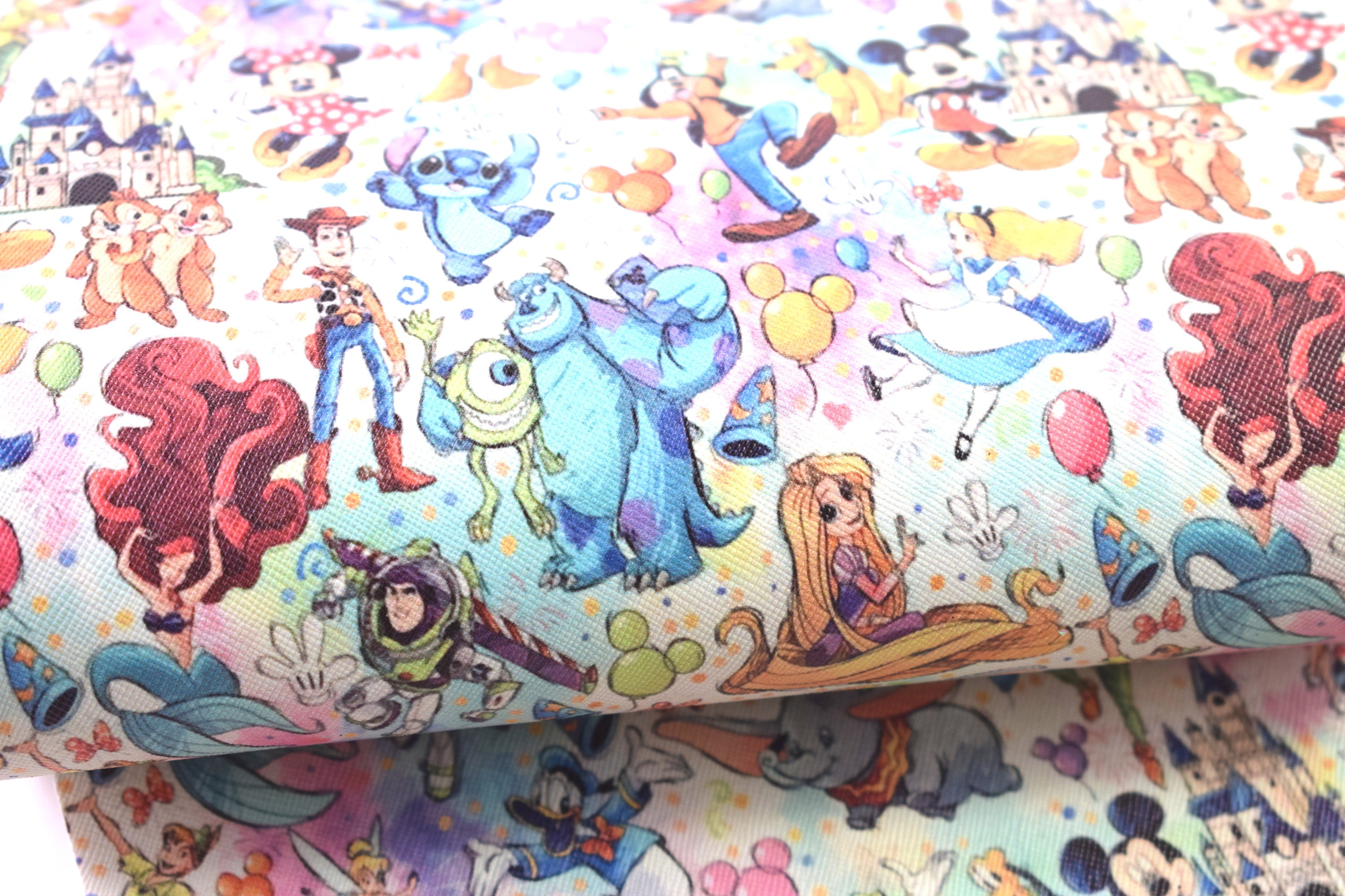 Disney Characters Printed Sheet Faux Canvas Leather Fabric - Etsy UK