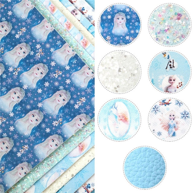 Disney Frozen Olaf Anna Elsa Glitter Printed Sheet Faux | Etsy