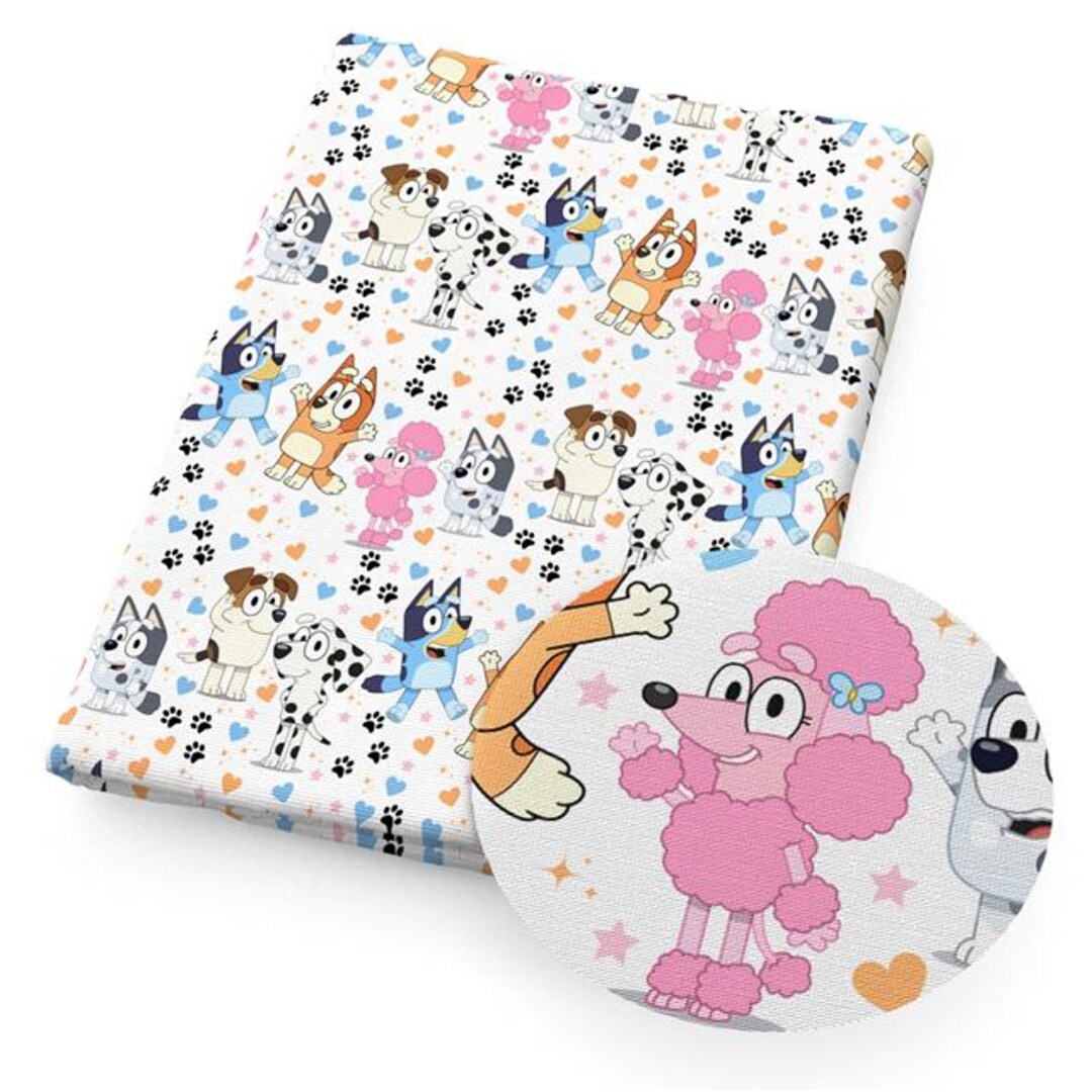 Glittery Shimmer Bluey Printed Fabric Sheet Faux Leather Fabric Sheet ...