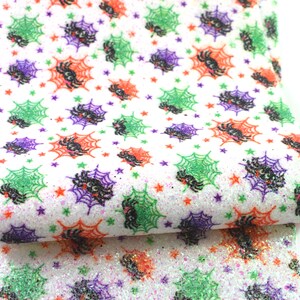 Glitter Shimmer Spider Fall Halloween Printed Sheet - Faux Canvas ...