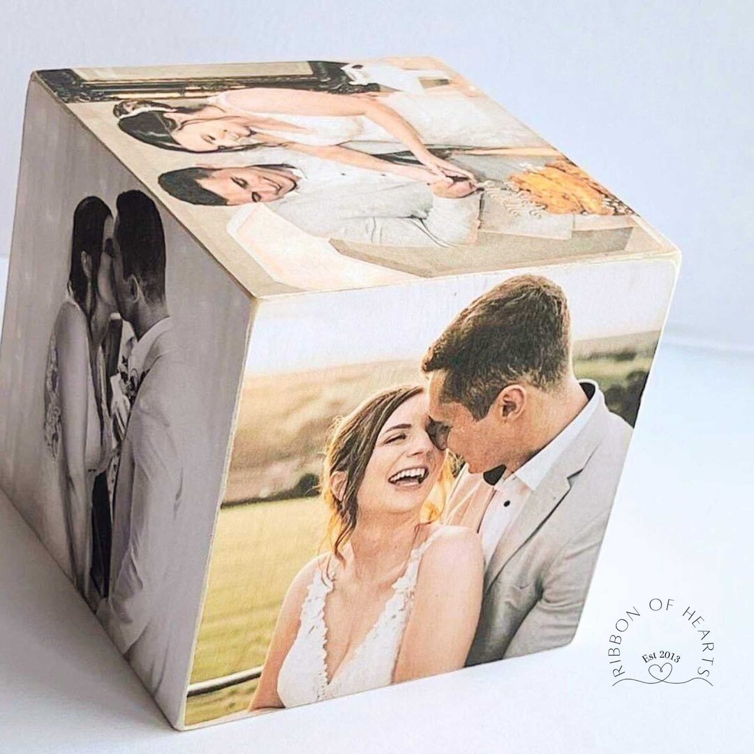 Wedding Photo Cube, Photo Block - Photo Gift Idea, Wooden Photo Block ...