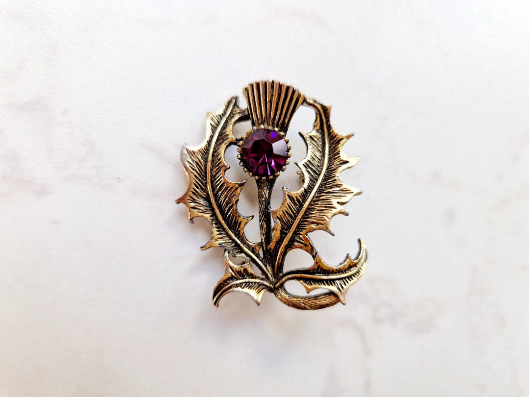 Vintage Ciro Thistle Brooch | 1960s Scottish Symbol | Gold Tone With ...