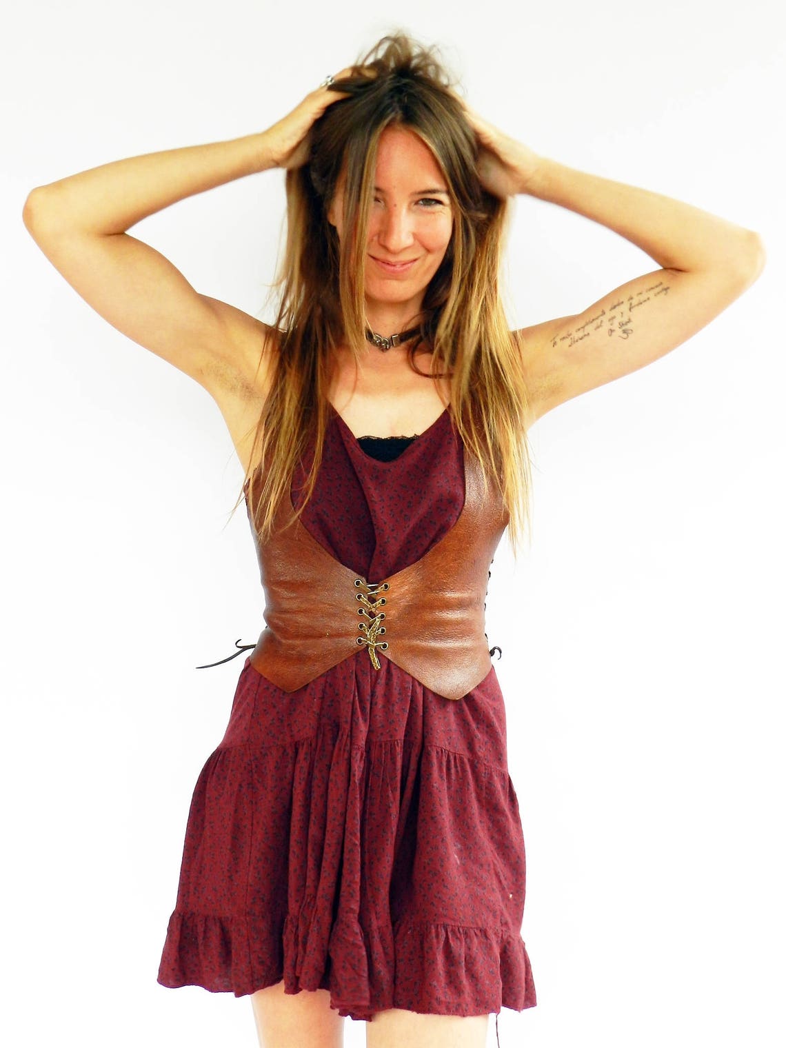 Leather Vest vest Pixie Boho Vest Leather Vest Woman. - Etsy