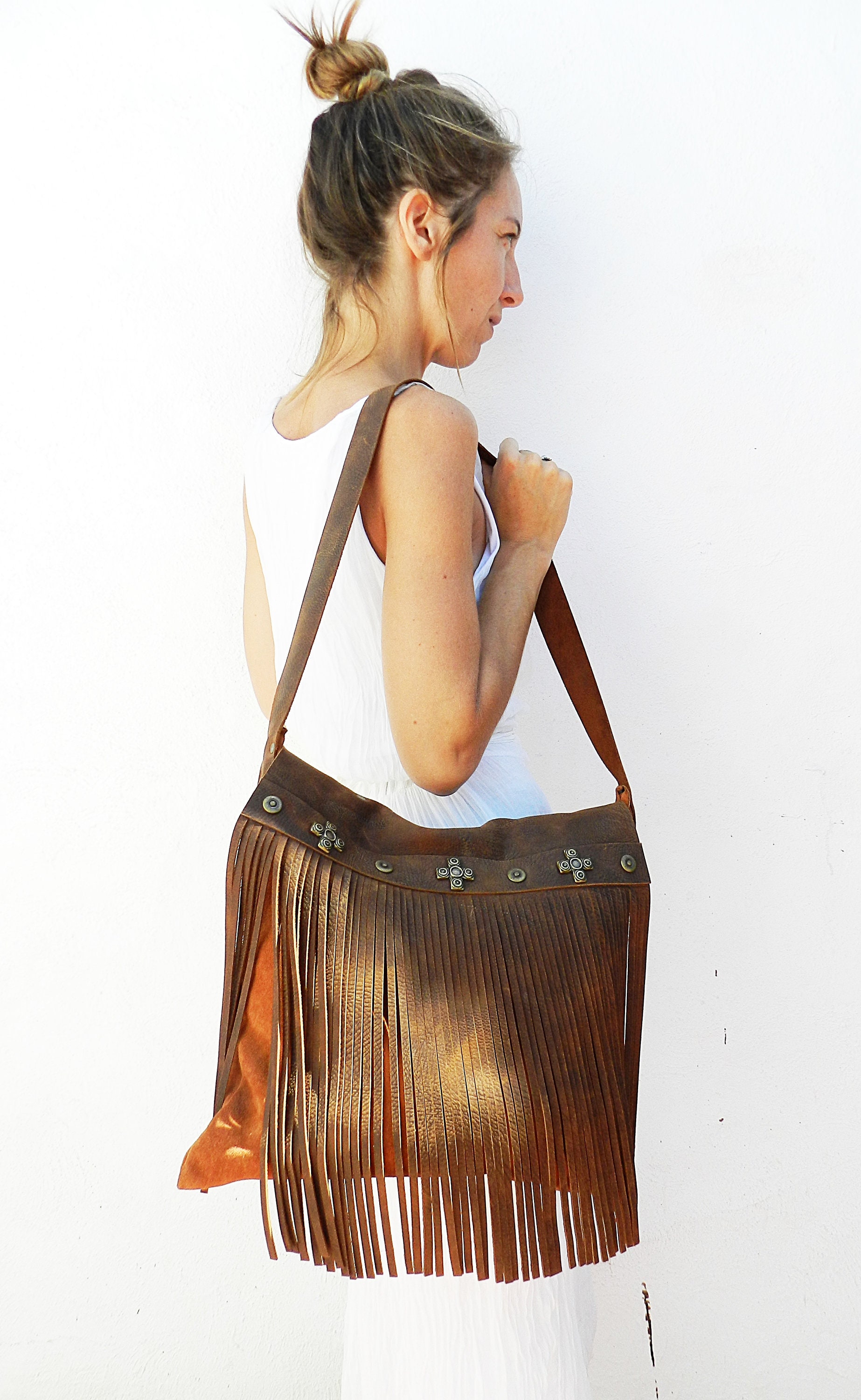 Leather bag Boho leather bag Brown leather bags leather bag | Etsy