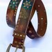 Leather Belt, Thin Leather Belt, Leather Rustic Flowers and Studs - Etsy