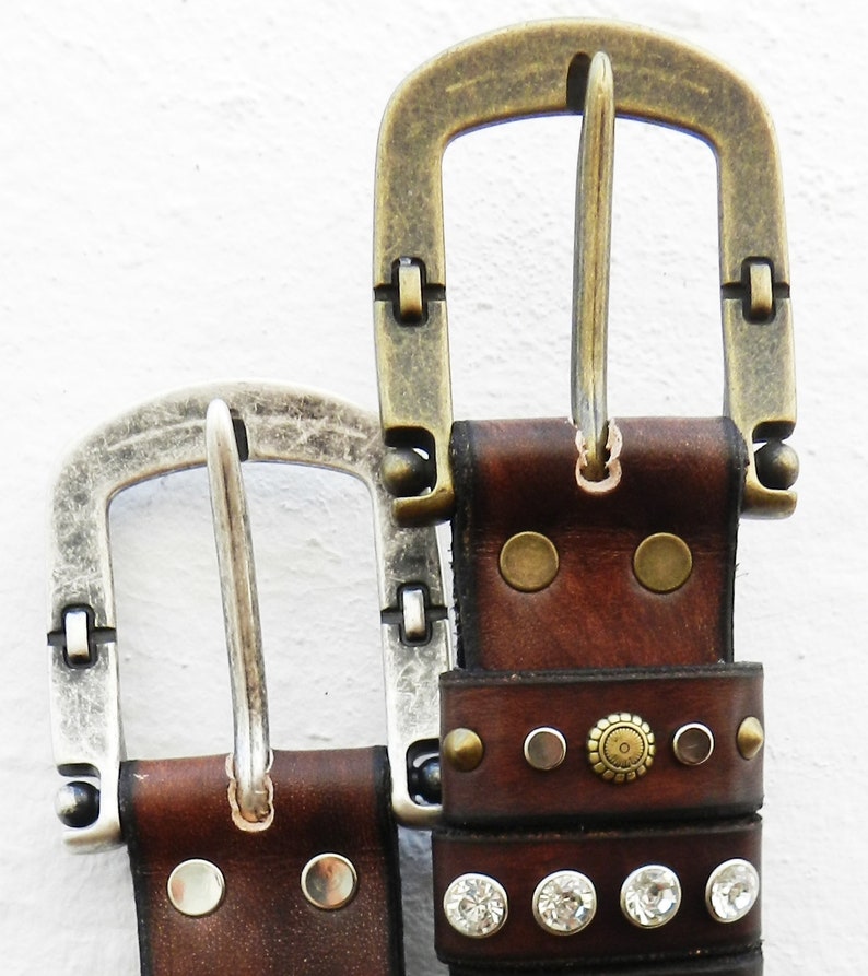 Leather Belt Rustic Leather Beltbelt Leather Tacks Woman | Etsy