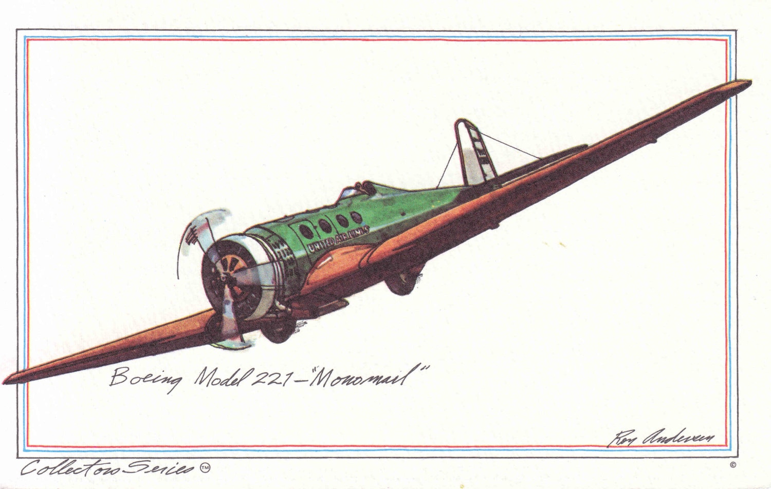 Boeing Model 221 "monomail" - Vintage United Airlines Roy Andersen ...
