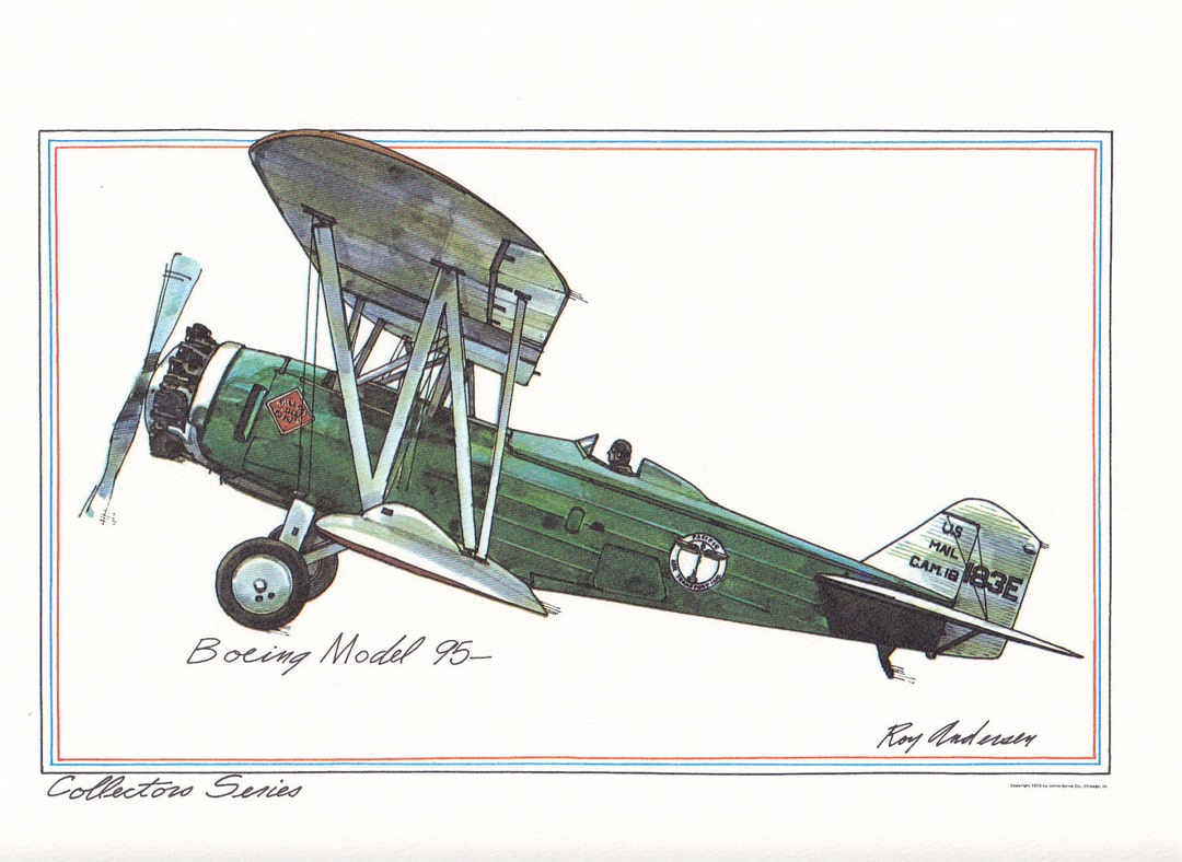 Boeing Model 95- by Roy Andersen 9x12 Lithograph Plus BONUS Postcard ...