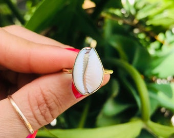 Gold Cowrie Shell Ring - Etsy