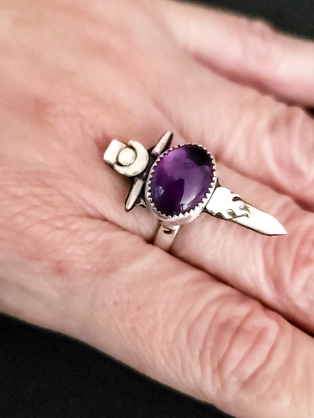 Amethyst Dagger Ring. Gothic Sterling Silver Ring. One of a Kind ...