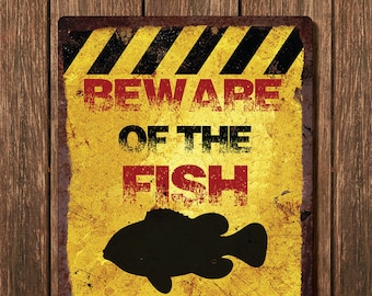 Beware of Fish Sign | Etsy