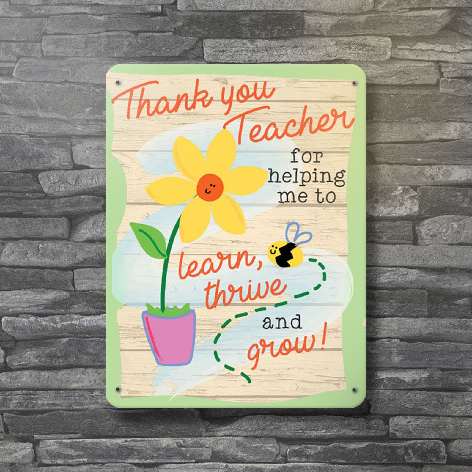 Thank You Teacher for Helping Me to Learn, Thrive and Grow! Metal Wall ...