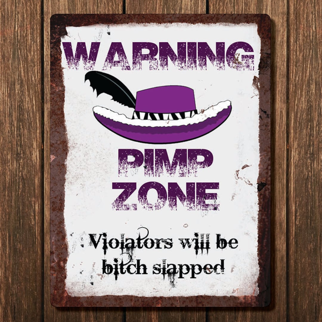 Vintage Metal Wall Sign Warning Pimp Zone - Etsy