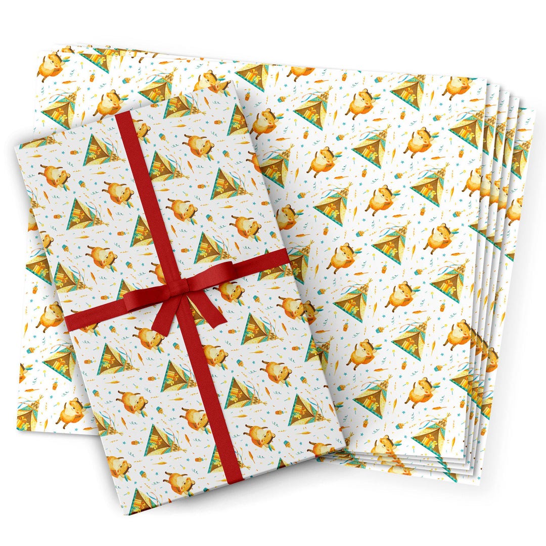 Native American Fox Party - Child Wrapping Paper, Gift Wrap (pack of 5 ...