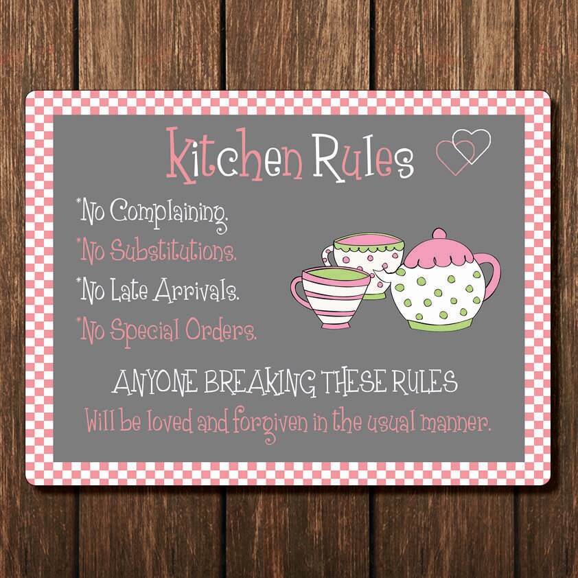 Vintage Metal Wall Sign Kitchen Rules RULES00004 - Etsy