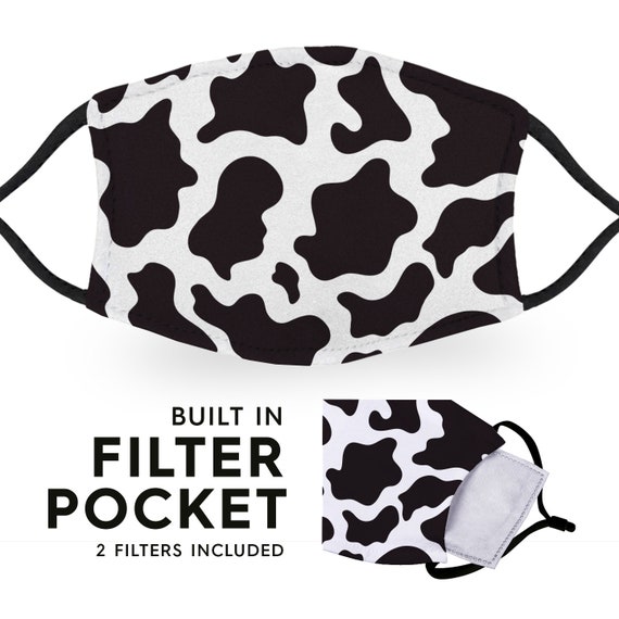Cow Print Reusable Adult Face Masks 2 Filters Included | Etsy