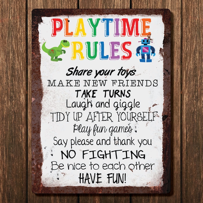 Playtime Rules Vintage Metal Wall Sign - Etsy