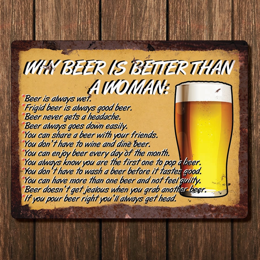 Vintage Metal Wall Sign Why Beer is Better Than A Woman - Etsy