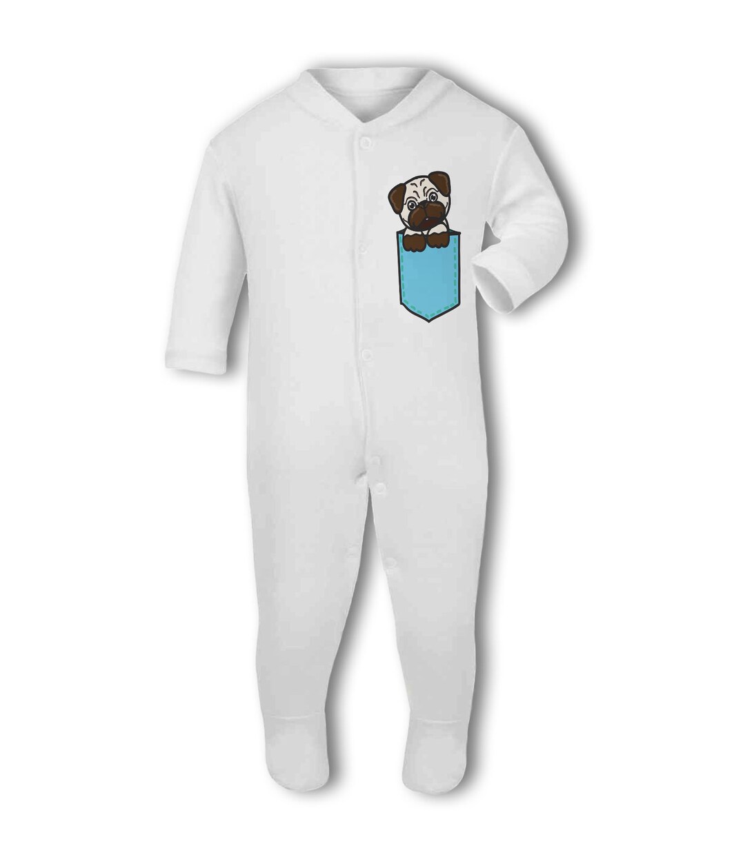Pug in Pocket Baby Sleeper Suit 4 SIZES Cute Dog Baby Romper Gift Idea ...