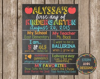 First Day of School-preschool-fifth Grade Printable Signs-8x10-floral ...