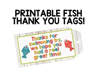 Printable Fish Themed Thank You Tag-6 to a Page-thanks for | Etsy