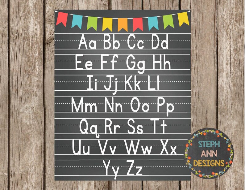 Alphabet Chalk Poster Printable 16x20 and 8.5x11 Size | Etsy