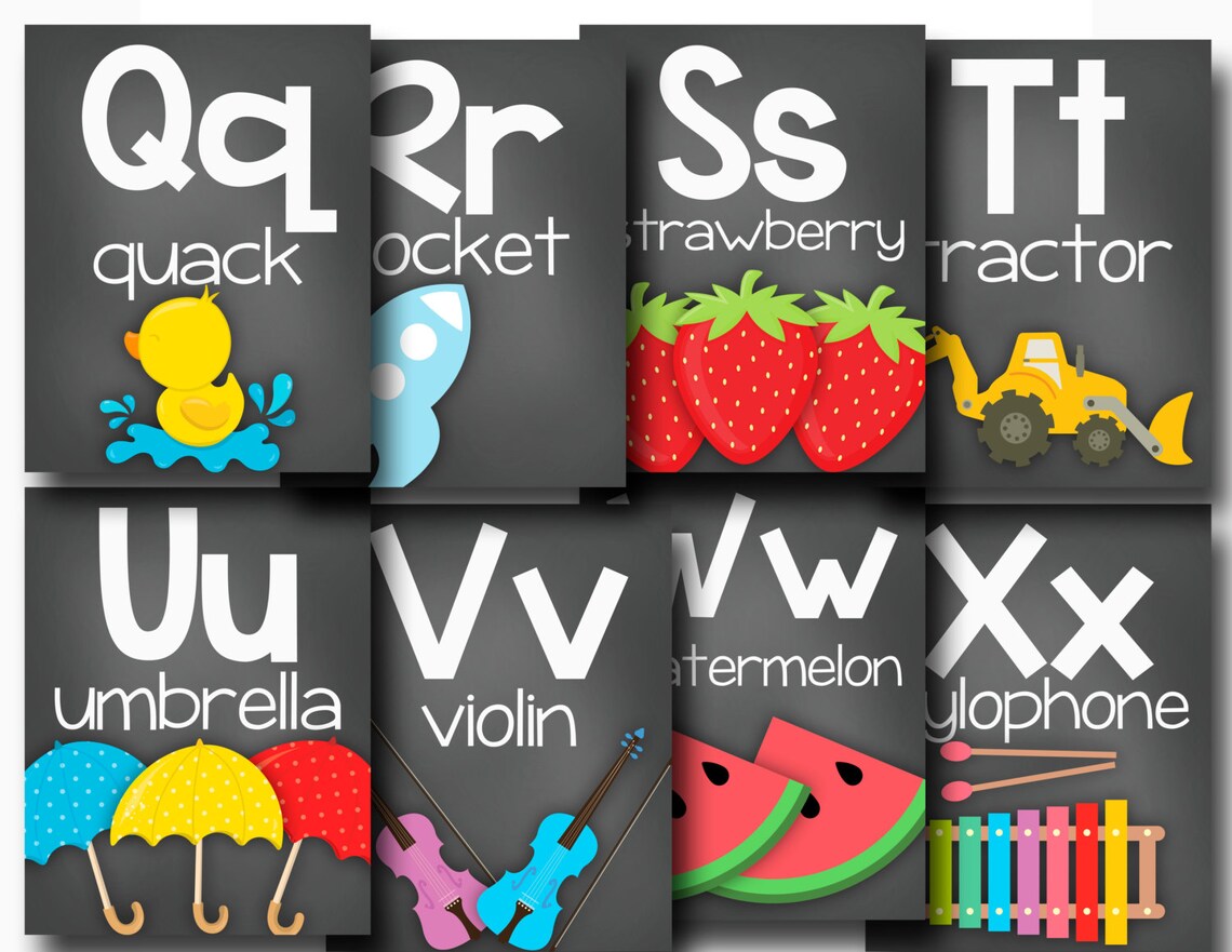 Chalkboard Style Alphabet Cards-printable 8.5x11 Sized Files-digital ...