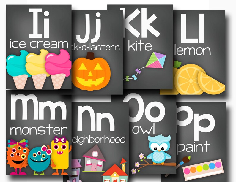 Chalkboard Style Alphabet Cards-printable 8.5x11 Sized - Etsy