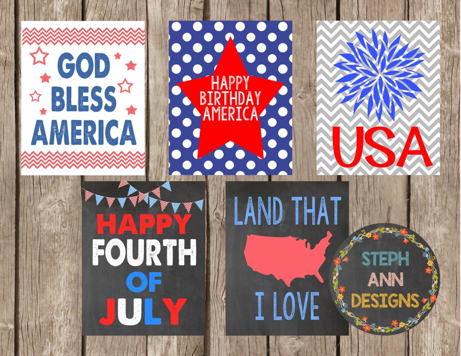 5 Patriotic Signs-printable 8x10 Decor - Etsy