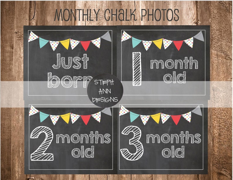 Monthly Chalkboard Pictures for Baby Boy or Girl-printable - Etsy