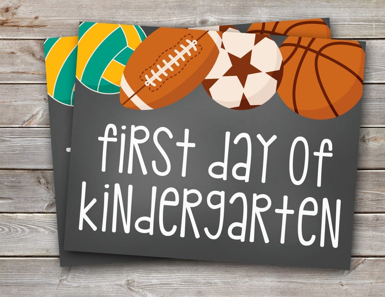 First Day of Kindergarten Printable Sign-8x10-sports - Etsy