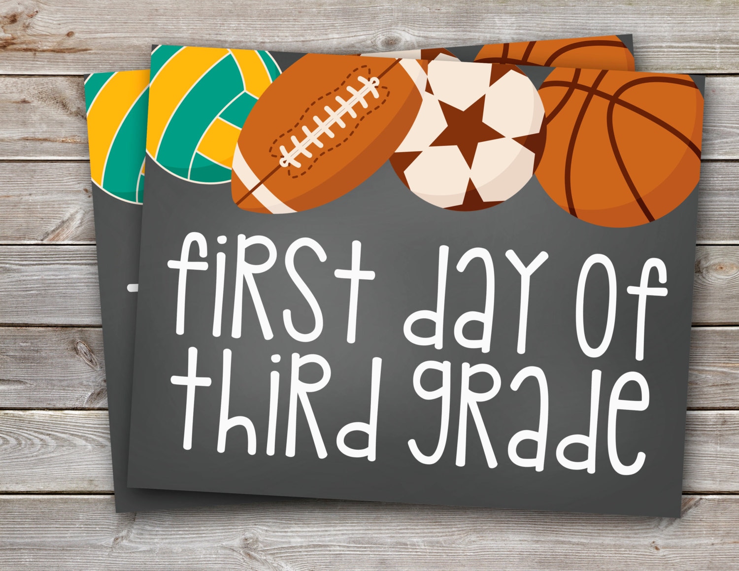 First Day of Third Grade Printable Sign-8x10-sports Design-digital File ...