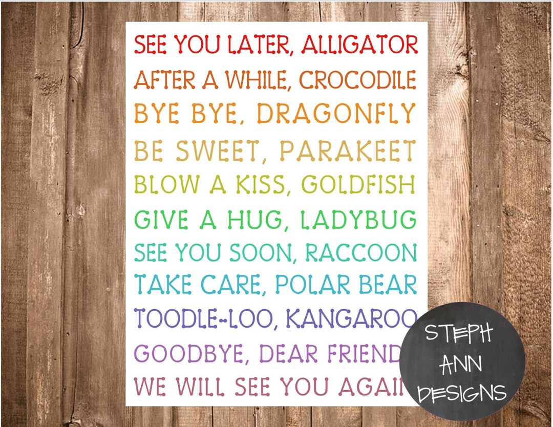 See You Later Alligator Printable Digital Sign-8x10, 11x14 and 16x20 ...