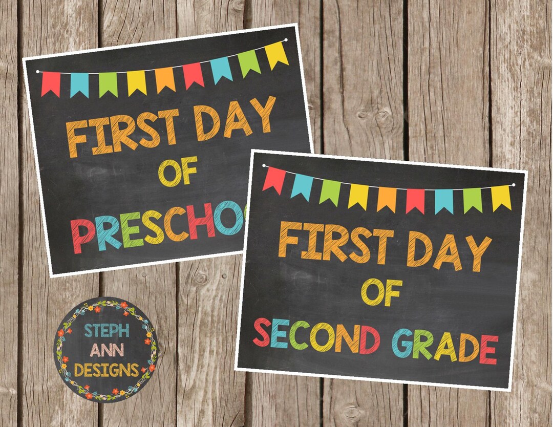 Printable First Day of School Signs-printable Chalkboard Signs ...