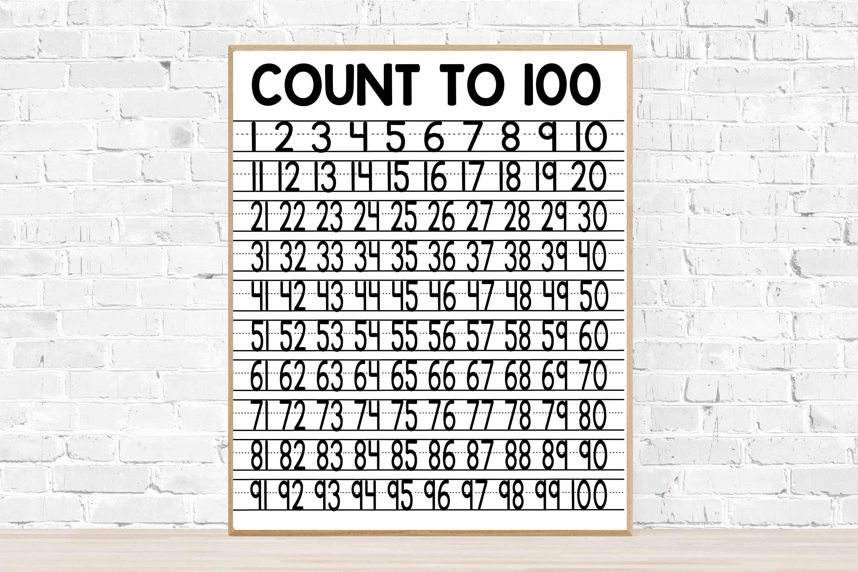 100 Chart Numbers Poster Printable 8x10, 11x14 and 16x20 Size - Etsy