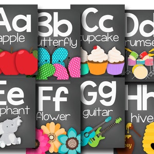 Chalkboard Style Alphabet Cards-printable 8.5x11 Sized Files-digital ...