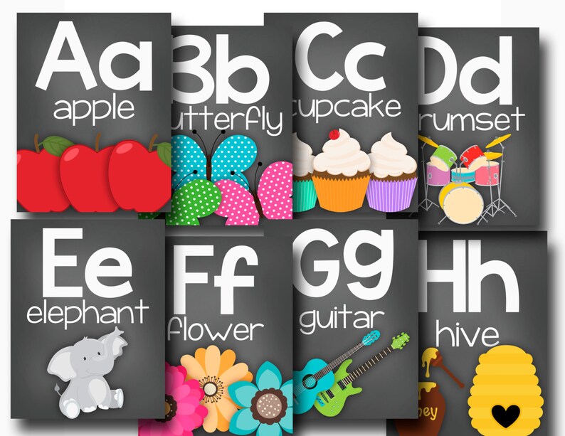 Chalkboard Style Alphabet Cards-printable 8.5x11 Sized - Etsy