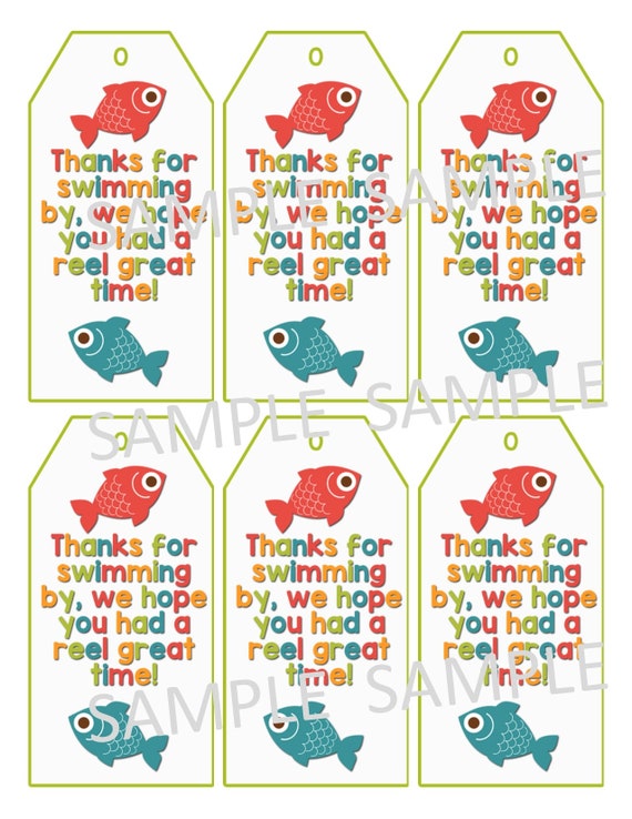 Printable Fish Themed Thank You Tag-6 to a Page-thanks for | Etsy
