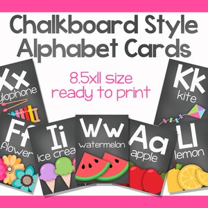 Chalkboard Style Alphabet Cards-printable 8.5x11 Sized Files-digital ...